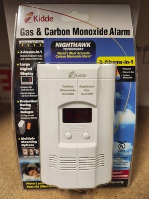 Kidde Model KN-COEG-3, Item #900-0113. Gas & CO Alarm, 120VAC W/battery ...