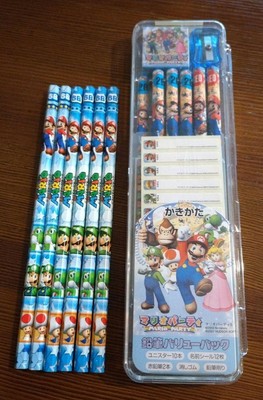Super Mario Mario Party Pencil 2B 6B Red Eraser Pencil Sharpener Set # ...