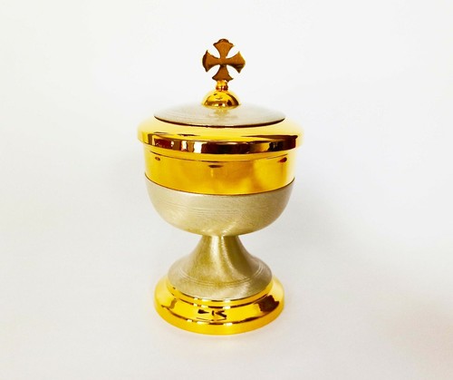 Ciborium Gold Plated Goblet Cross Lid Chalice Holy Religious Church ...