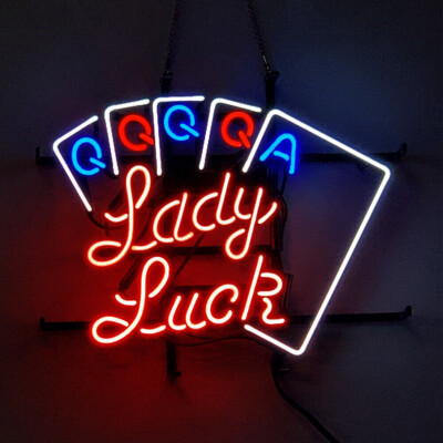 Lady Luck Poker Neon Sign Beer Bar Pub Club Casino Wall Decor 19x10 | eBay