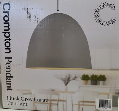 Crompton Pendant Husk Grey Large Sleek Aluminium Ceiling Light Fitting ...