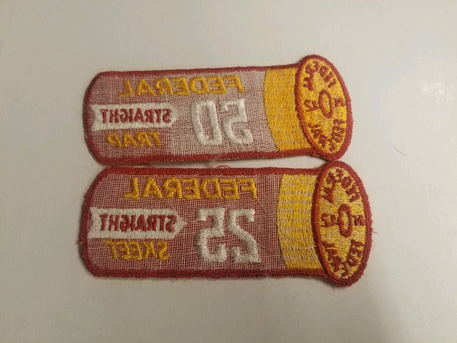 VINTAGE LOT OF 2 FEDERAL STRAIGHT TRAP PATCHES IN GOOD PRE OWNED ...