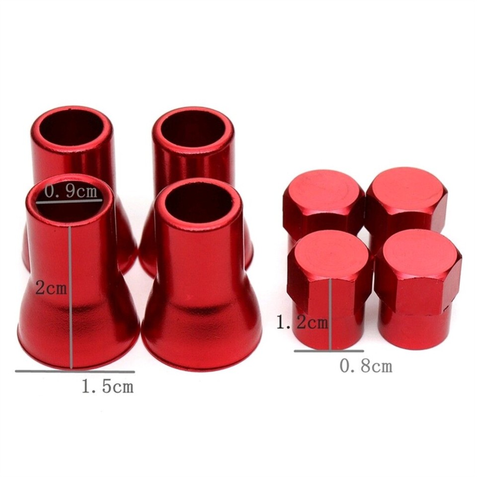 4x Red Valve Stem Sleeve Cap Covers Aluminum Metal 3/4 Car/Truck ...
