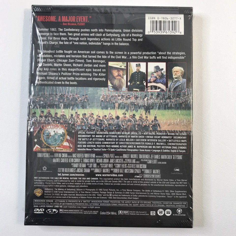 GETTYSBURG DVD 1993 MOVIE Tom Berenger Jeff Daniels Martin Sheen ...