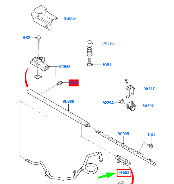 FORD KUGA MK1 C394 Fuel Injector Assy 1429483 6M5G-9F593-AB NEW GENUINE ...