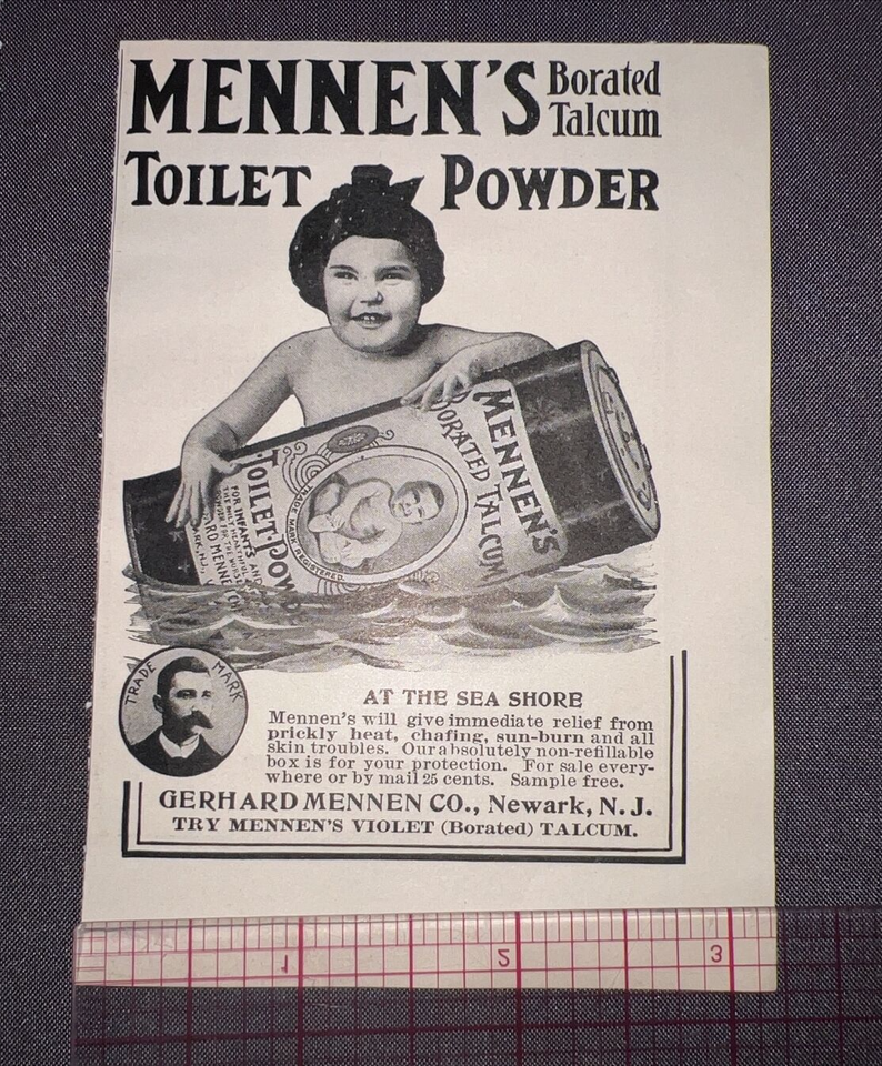 1906 Mennen's Borated Talcum Toilet Powder Original Ad Cute Baby ...