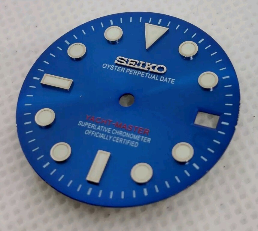New SEIKO Mod Blue Yacht Master Date Silver/Red Dial FOR NH35 28.5mm | eBay