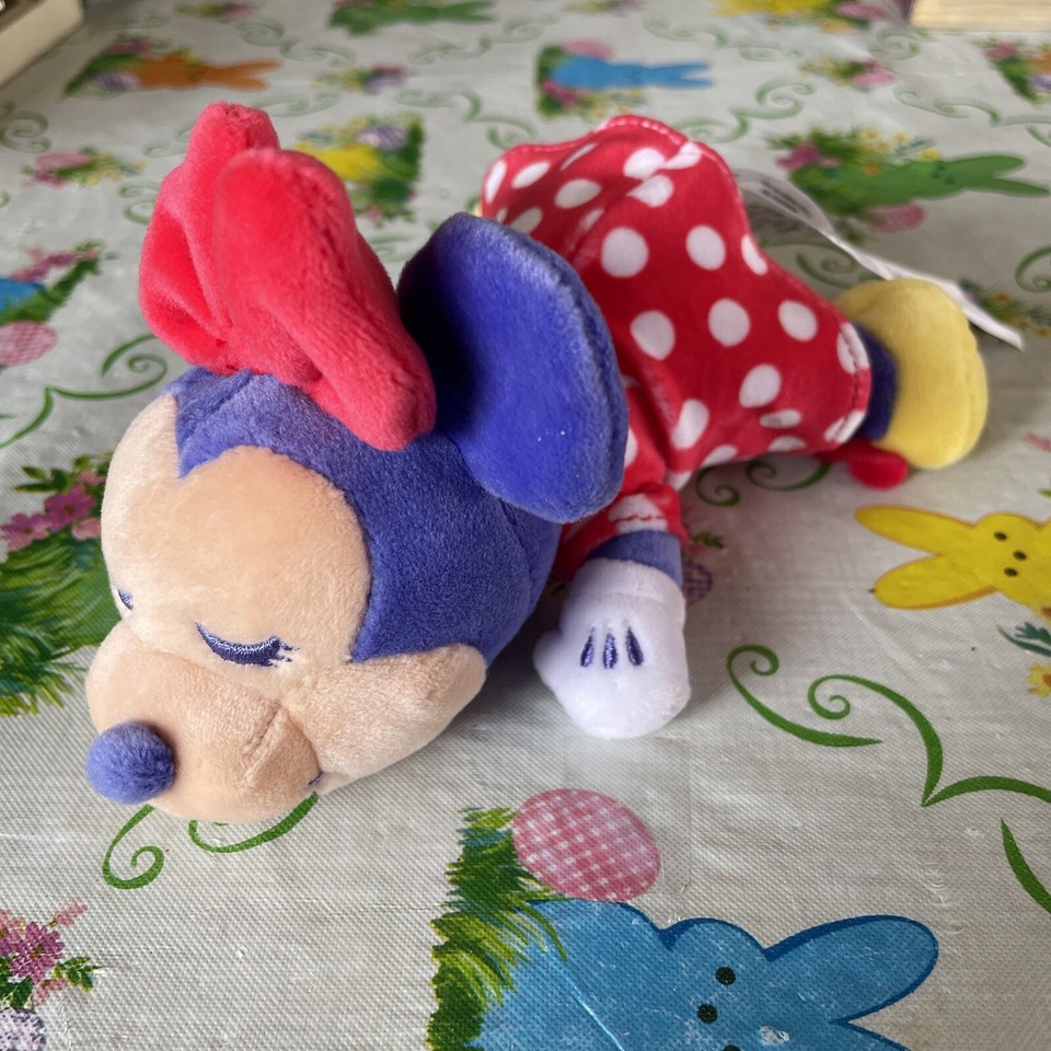 Disney Store Sleeping Minnie Mouse Cuddleez Red Polka Dotted Dress ...