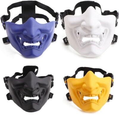 Japanese Half Face Mask Kabuki Samurai Airsoft Evil Hannya Oni Noh ...