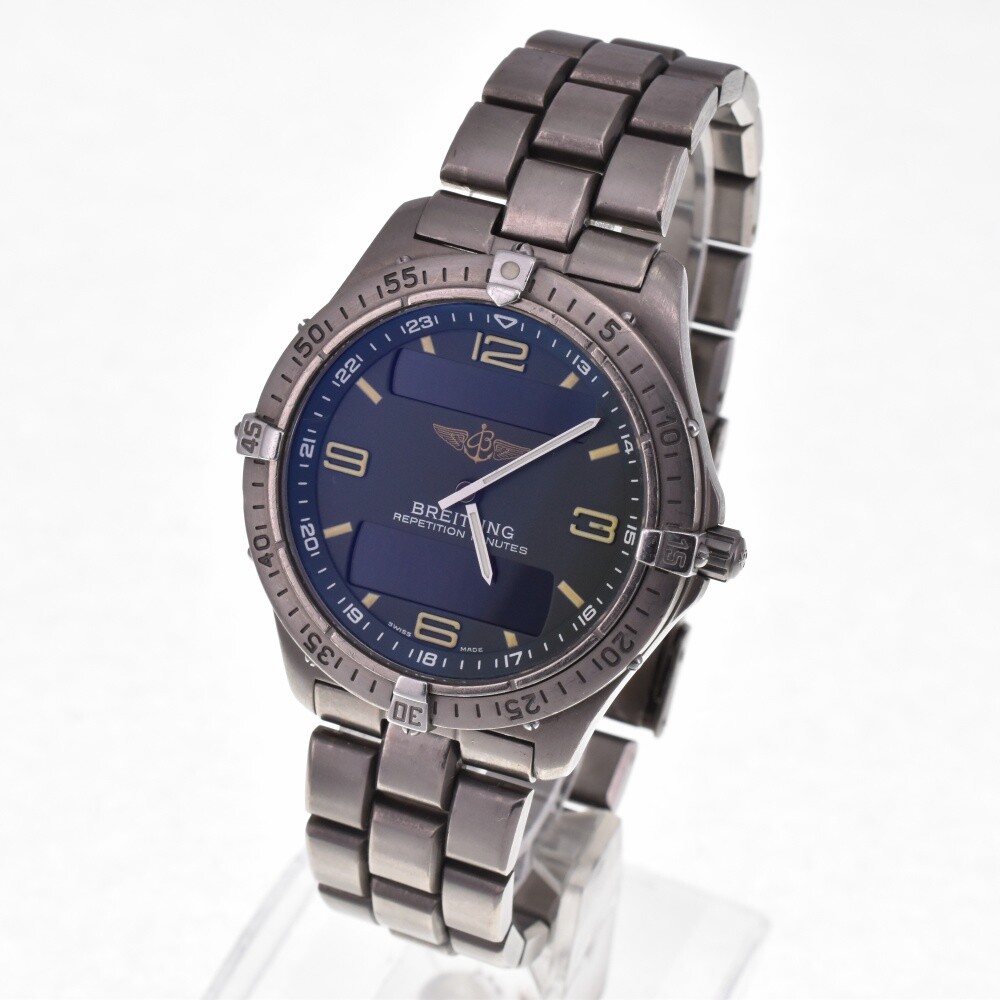 BREITLING Aerospace E65062 alarm dual time titanium Quartz Men's Watch ...