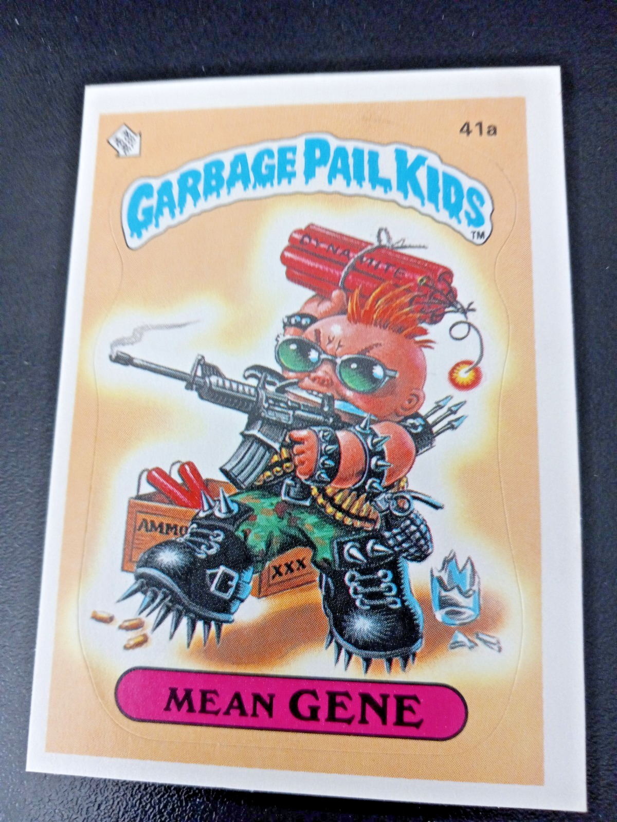 1985 Garbage Pail Kids OS Series 1 #41a Mean GENE (GLOSSY) Sticker EX ...