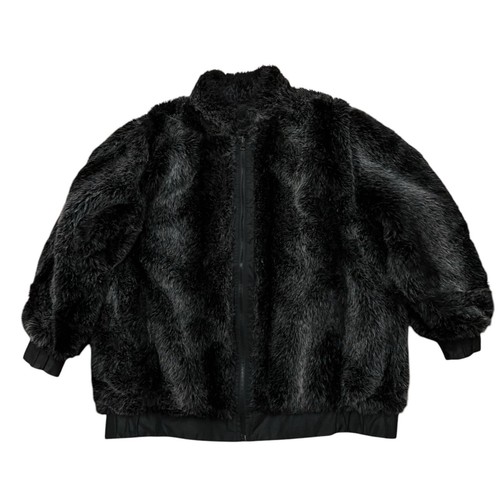 Vintage Fur Jacket Womens Size 14 Reversible Full-Zip Raccoon Skunk ...
