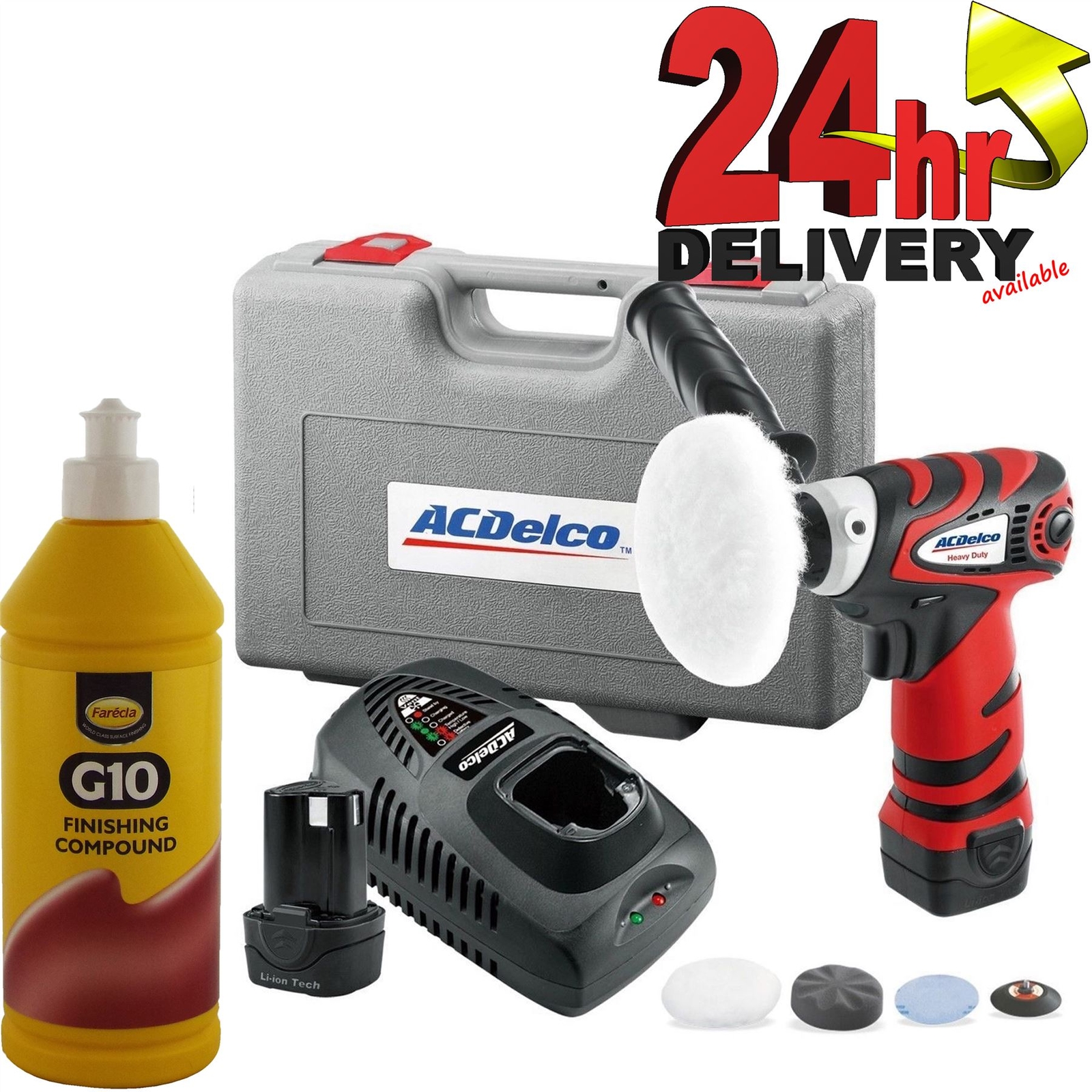 AC Delco ARS1212 3" Mini Cordless Polisher 10.8v Battery + Farecla G10 ...