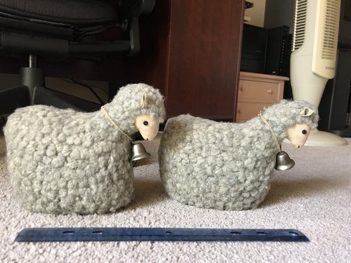 Set Of 2 SHEEP OR LAMB Wool Hard Stuffed, With Cowbell. Vintage. | eBay