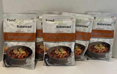 Food Life Balanced Lot Of 5 Heat & Eat Emergency Camping Chili w/Beans ...