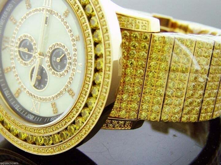 Mens quartz Techno Com Kc 54mm yellow Simulated Diamond Watch yellow ...
