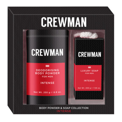 Crewman Mens Intense Talc Free Body Powder 250g and 200g Soap Gift Set ...