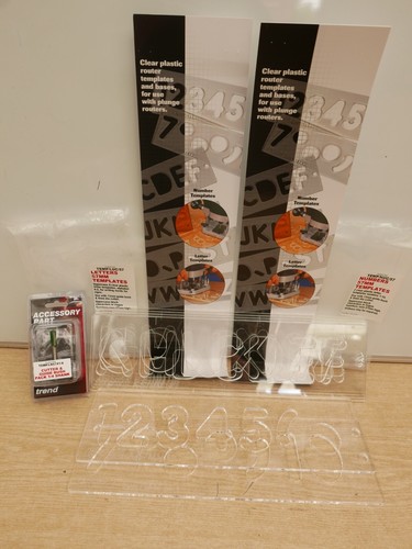 TREND 57MM LETTER & NUMBER ROUTER TEMPLATES + GUIDE BUSH & CUTTER | eBay