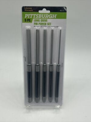 PITTSBURGH 93111 Long Drive Pin Punch Set 5 Piece Carbon Steel Black ...