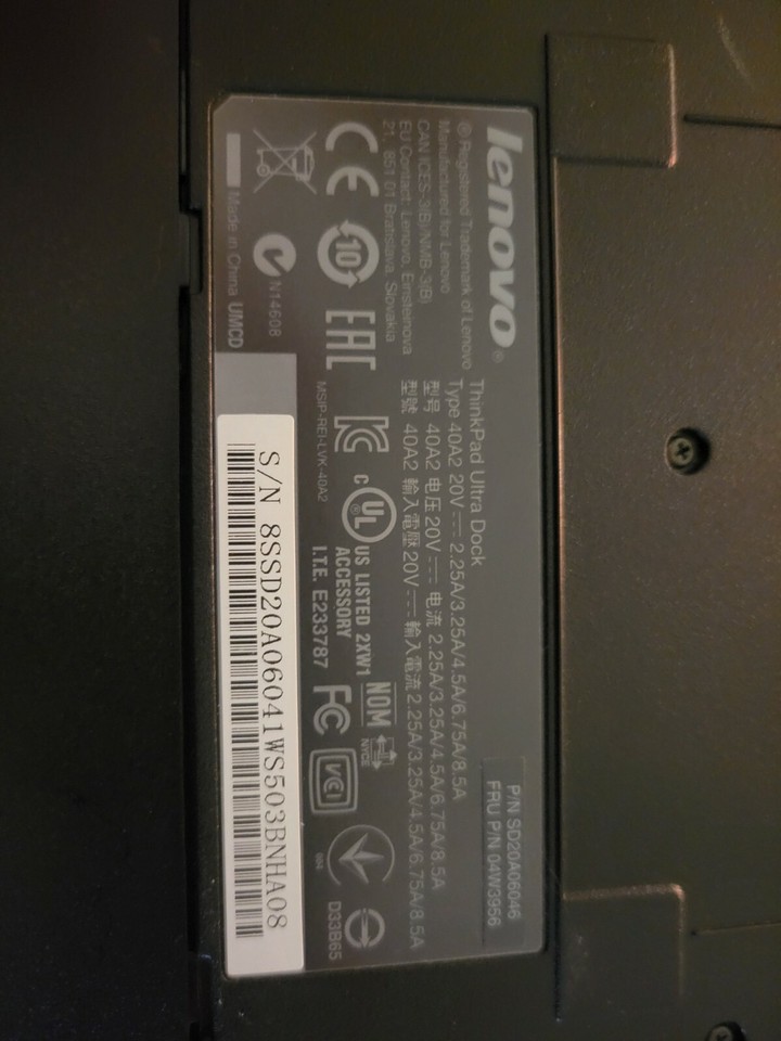 Lenovo Type 40a2 ThinkPad Dock Docking Station 609015023259| eBay
