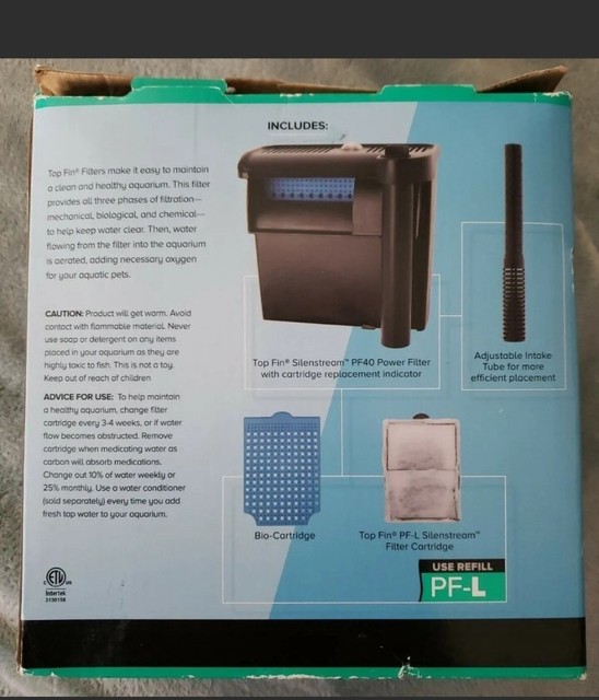 Top Fin Silentstream 3 Stage Power Filter PF 40 30-40 Gallon Aquarium ...