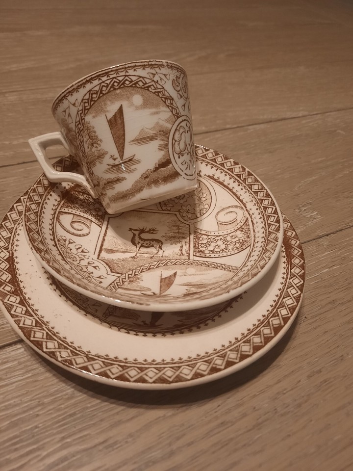 Antique Staffordshire Charles Allerton & Son Stag Pattern Transferware ...