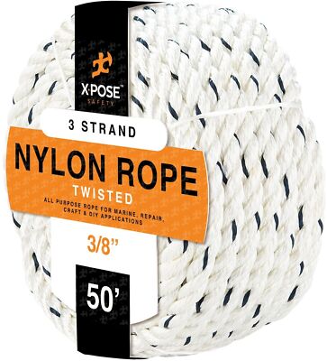 Nylon Poly Rope - 3/8 Inch Polyester & Nylon Rope 50' , Synthetic 3 ...