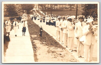 Postcard Catholic Procession Parade Marching Band RPPC T110 | eBay