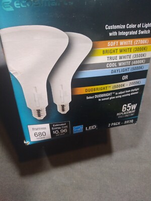 EcoSmart 65-Watt Equivalent BR30 color select LED Light Bulb (2-Pack ...