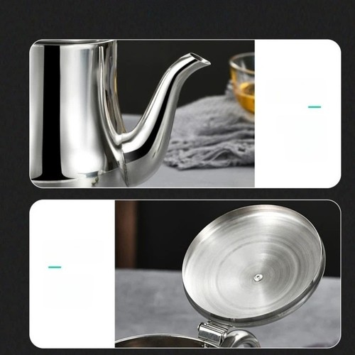 Stainless Steel Oil Bottle Spill Proof Oil Container Ergonomic Wide ...