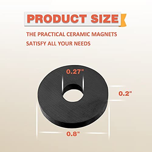 TSUYA Ferrite Ring Magnets for Crafts, Round Magnets with Hole Bulk 40 ...