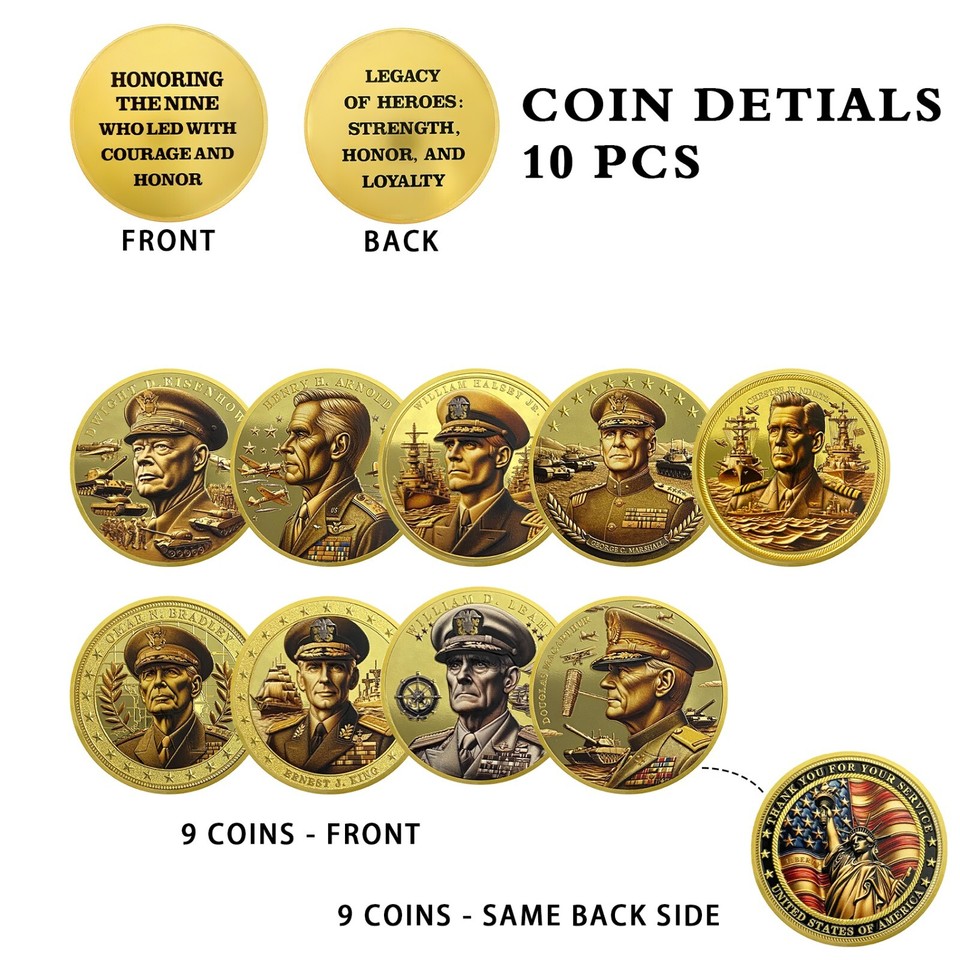 Nine Legendary Generals Commemorative Coin Set Military Hero Tribute ...