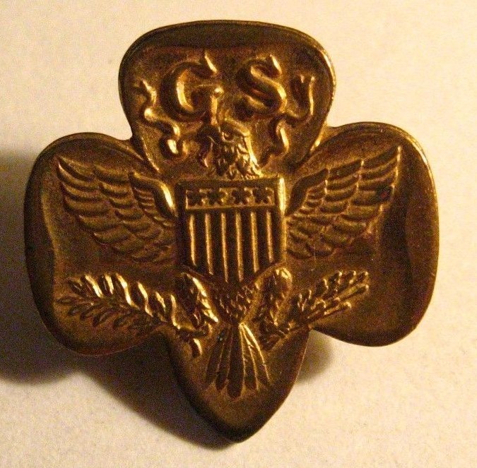Vintage Girl Scout Lapel Pin - Old Eagle Girl Scouts Membership Gold ...