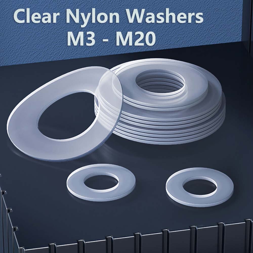 Form A Washers Thin Clear Nylon Plastic M3 M4 M5 M6 M8 M10 M12 M14 M16 ...