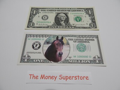 Horse One Million $1,000,000 Dollar Bill play money Large Oval picture ...