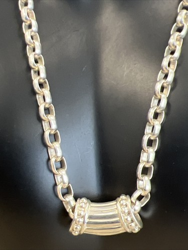 ️ Sterling Silver 925 Rollo Link Chain Necklace Lobster Clasp 17” 28.9g ...