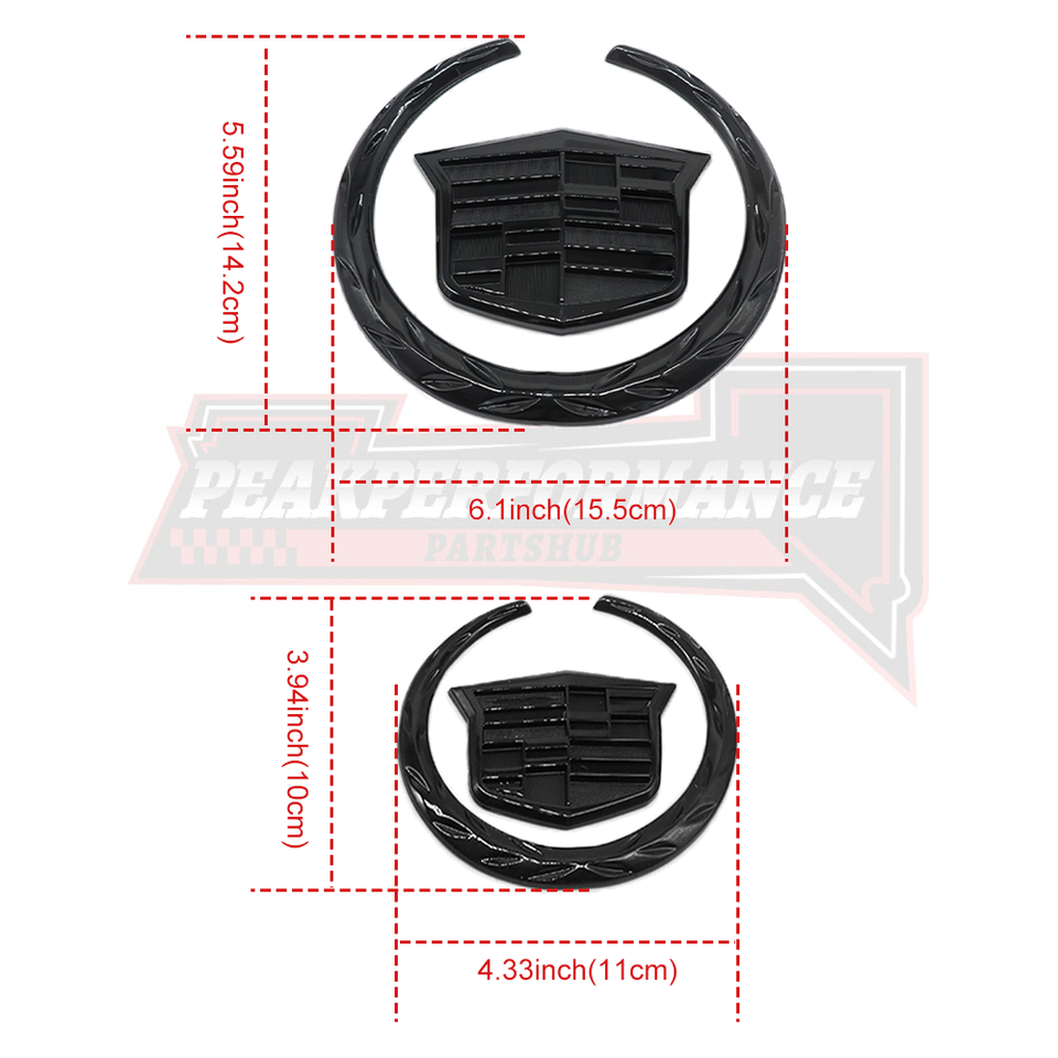 Gloss Black for ATS CTS STS Front Grille Rear Trunk Lid Liftgate Emblem ...