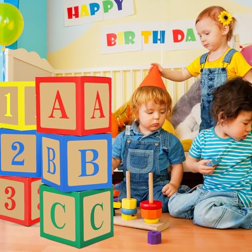 6 PCS Toy Inspire Party Balloon 123 and ABC Party Balloon Boxes Blocks ...