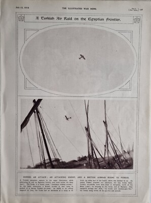 1916 WWI WW1 PRINT TURKISH AIR RAID ON EGYPTIAN FRONTIER - BRITISH ...