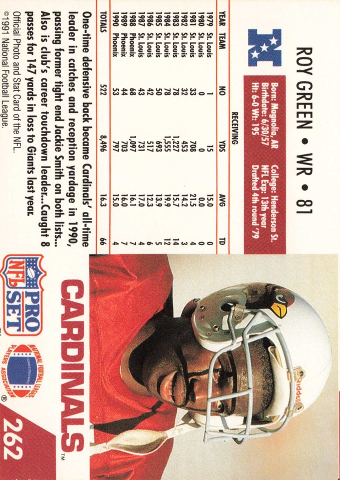 Roy Green 1991 Pro Set #262 Phoenix Cardinals | eBay