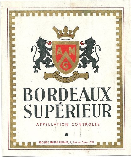Bordeaux Superior Wine Label Lion Blazon Heraldic | eBay