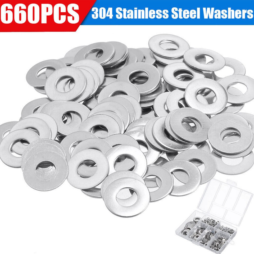 304 Stainless Steel Washers Flat Washer Assortment Set Value Kit,660 ...