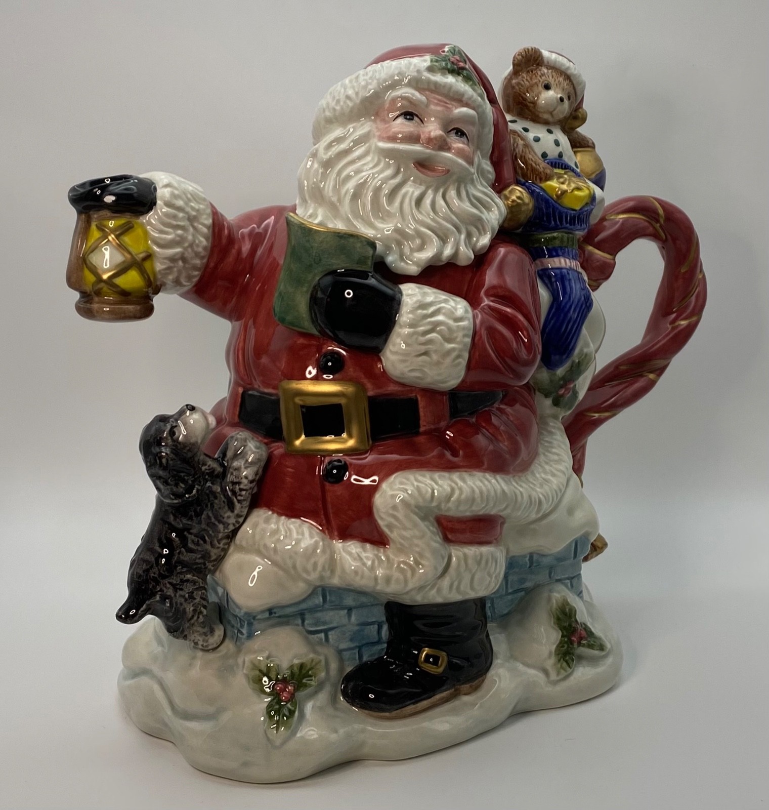 Fitz & Floyd Omnibus 1996 Santa Christmas Teapot Toy Sack Dog Bear ...