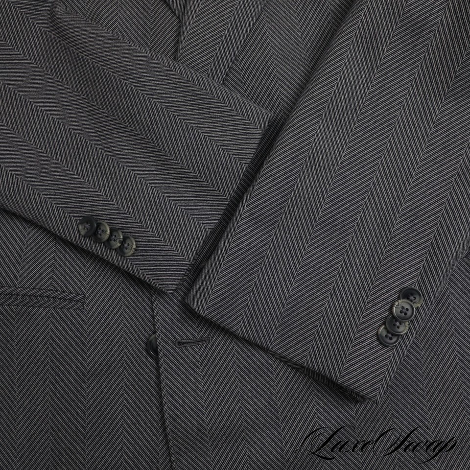 Domenico Spano Saks 5th Ave Steel Grey Blue Wide Herringbone DB 2V PL ...