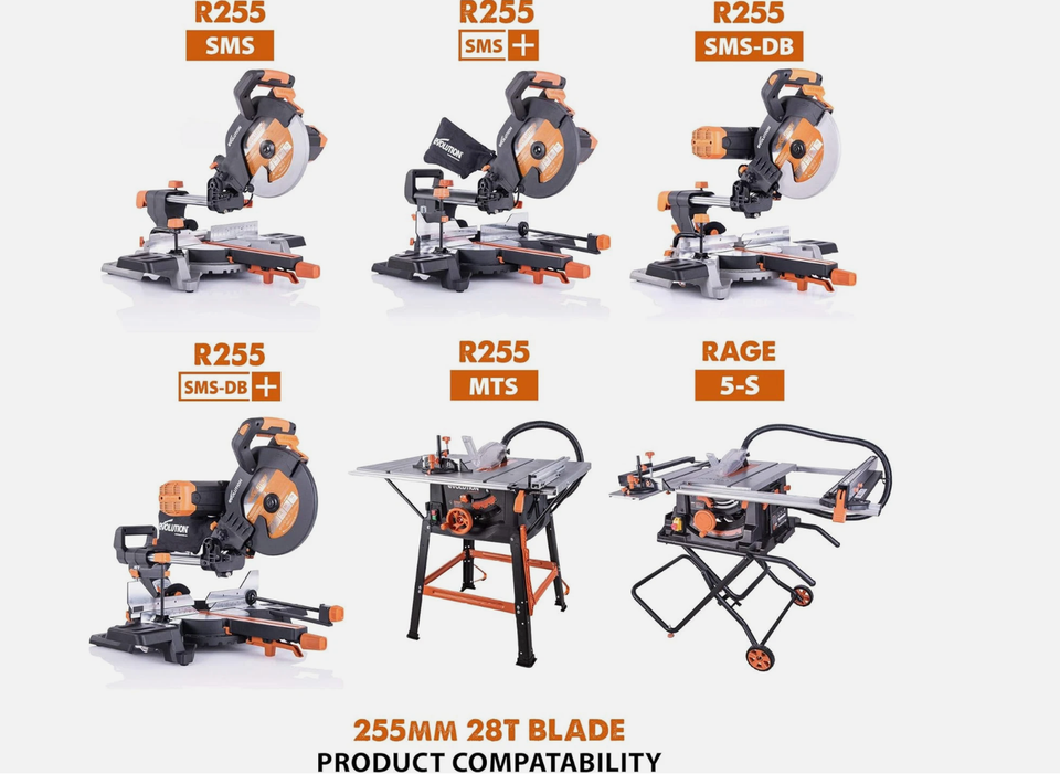 Evolution Power Tools 255mm TCT Circular Saw Blade Metal Wood Plastic ...