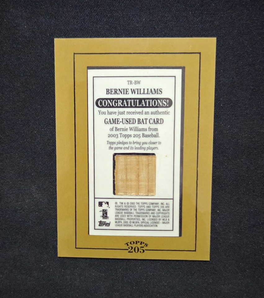 2003 Bernie Williams Topps 205 Relics #TR-BW | eBay