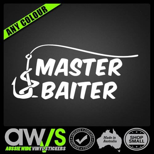 MASTER BAITER STICKER DECAL FOR FISHING BOAT BAIT HOOK PLASTIC FUNNY ...