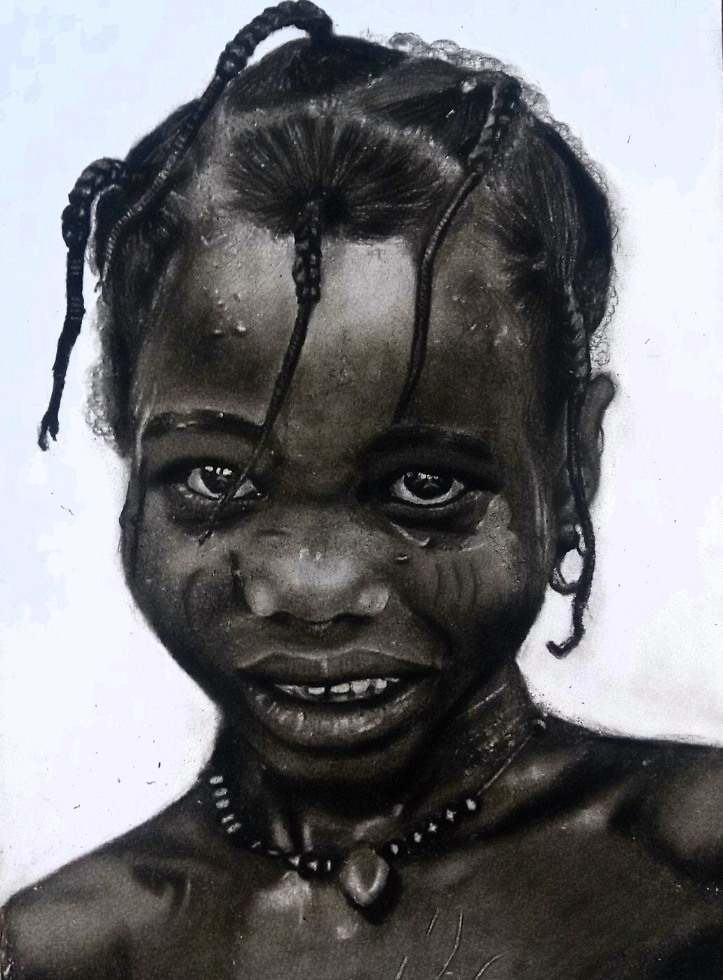 African Child Original Art Drawing Framed Charcoal on paper 16 × 11 ...