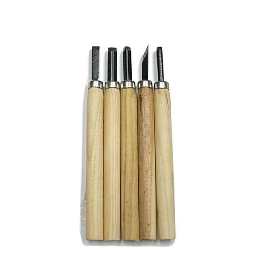 Woodblock Carving Tool Set 5 Pcs, Woodcut Printmaking Tool for Kids and ...