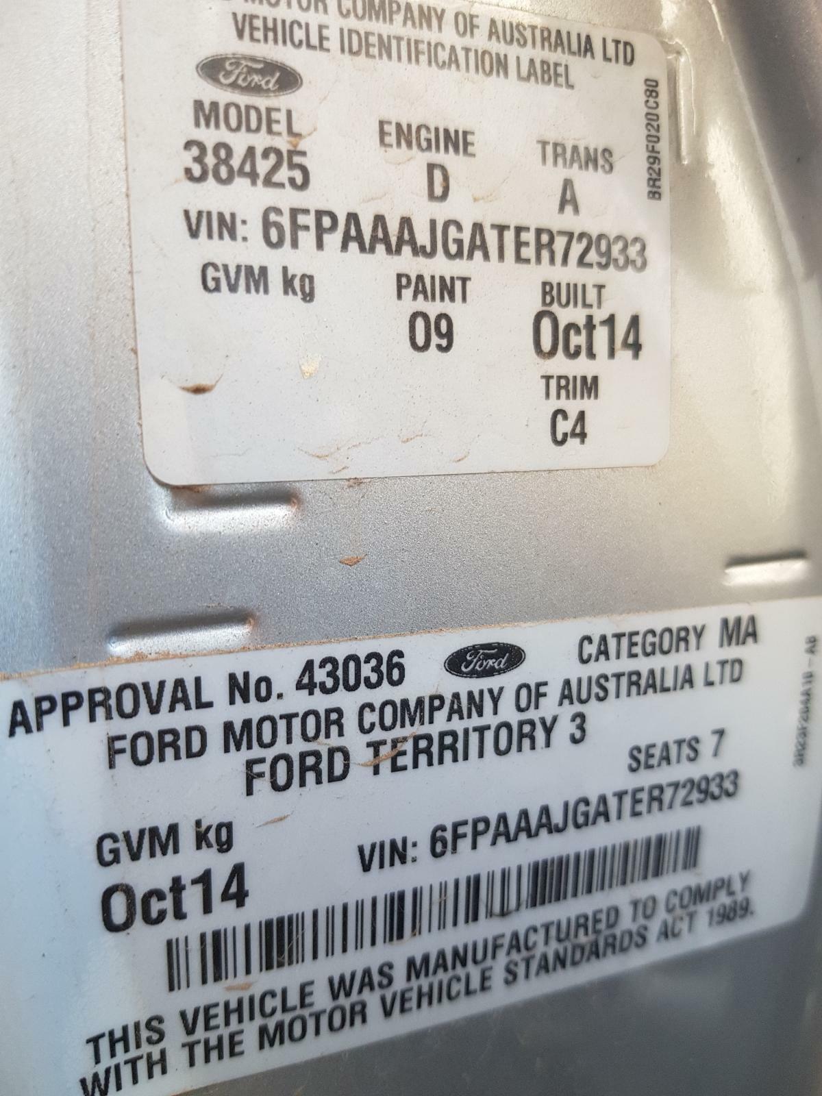 FORD TERRITORY INSTRUMENT CLUSTER DIESEL TS/TITANIUM 10/2014 14 15 16 ...